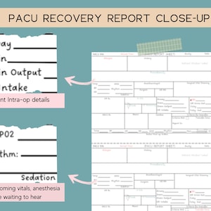 2 in 1 PACU RN Report, Perioperative Care, Report Sheet, Post Surgery ...