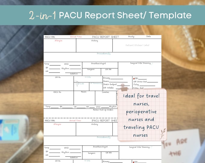 PACU SBAR Report Sheet - Editable - Etsy