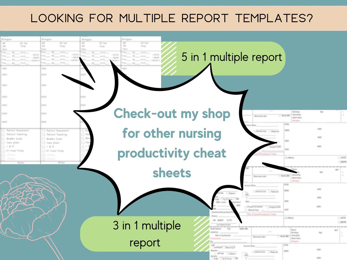 2 in 1 PACU RN Report, Perioperative Care, Report Sheet, Post Surgery ...
