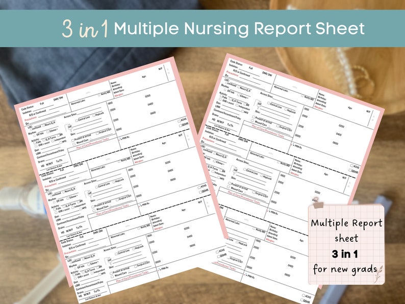 3 in 1 MULTIPLE Nursing Report, Template, Medsurg & Telemetry, Nursing Brain Report Sheet ...