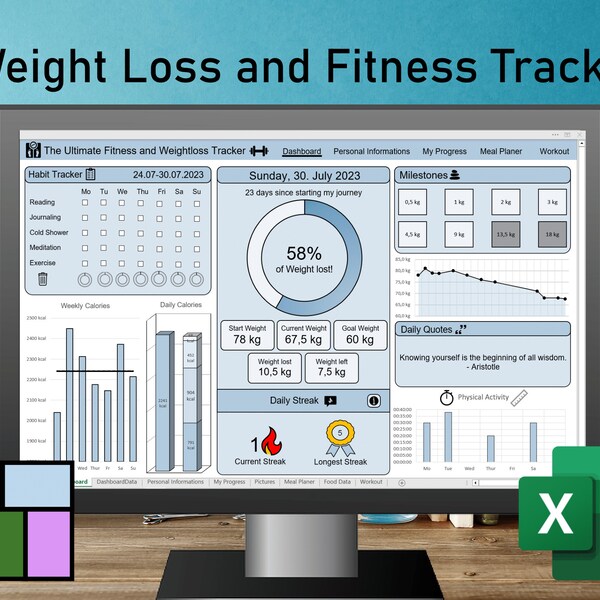 Fitness Tracker Excel - Etsy