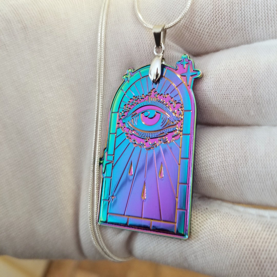 Mirror Polished Rainbow Anodized "the Watcher" Pendant, LE #12/25, Gold ...