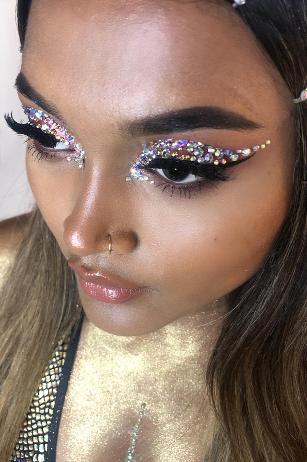 Royal Lashed Out Pink, Purple & Black Eye Gems Festival Carnival Make ...