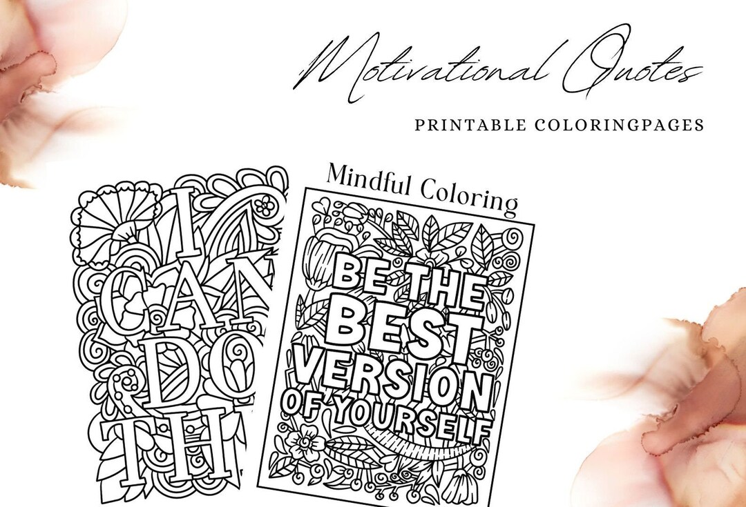25 Adult Motivational Quote Coloring Pages - Etsy