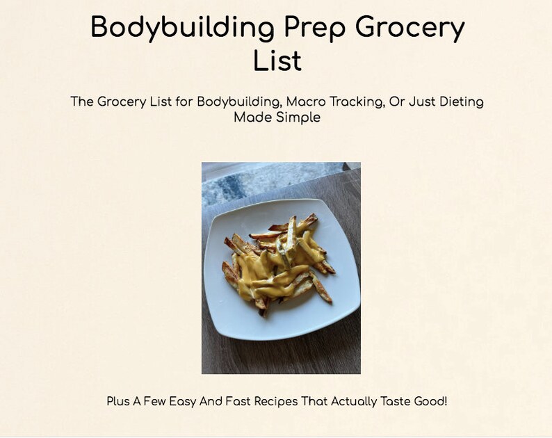 Bodybuilding Prep Grocery List and Recipes PDF Book - Etsy UK