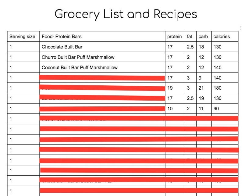 Bodybuilding Prep Grocery List and Recipes PDF Book - Etsy UK