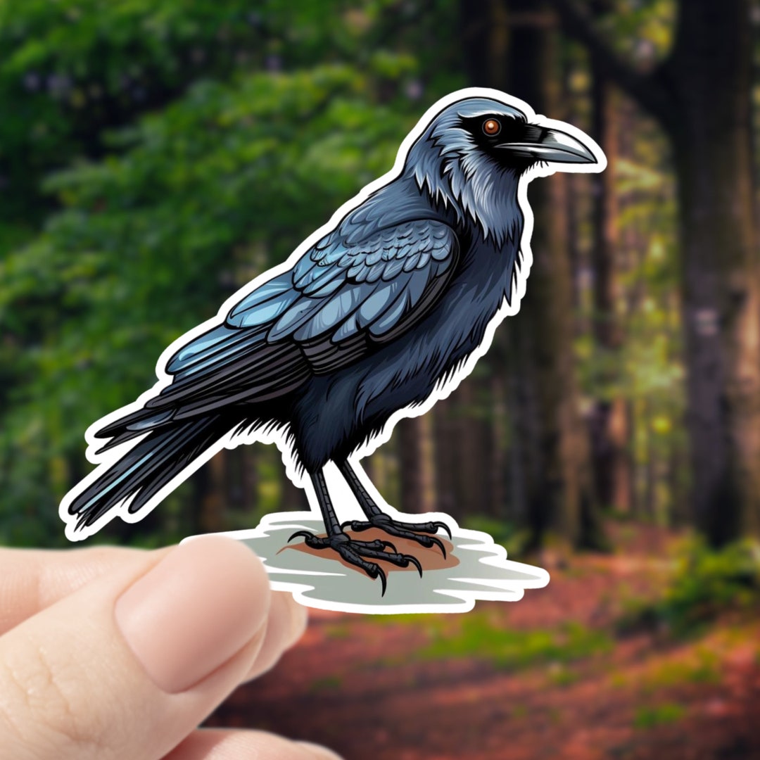 Black Raven Waterproof Sticker, Raven Gift, Decal for Laptop, Journal ...