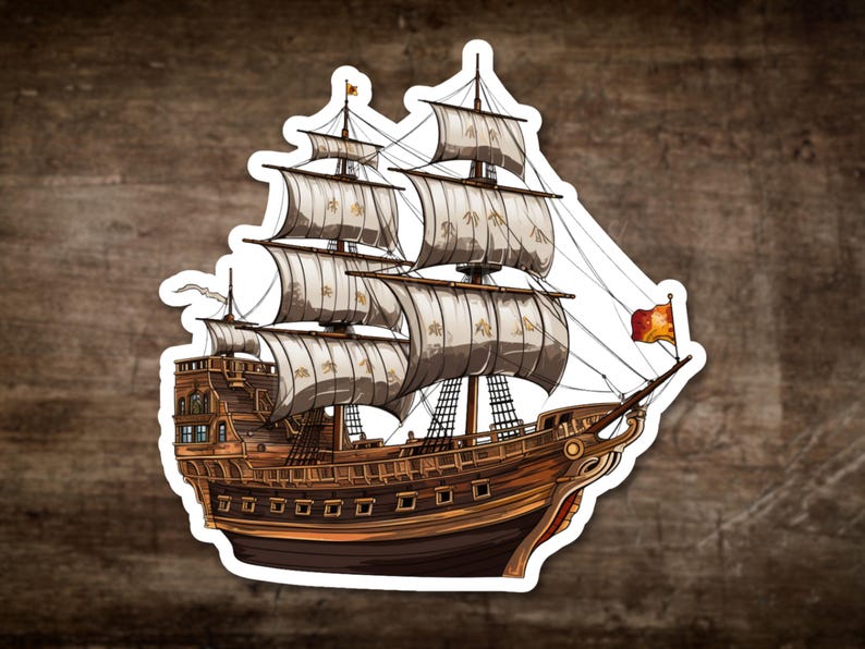 Pirate Ship Vinyl Sticker: Waterproof Galleon Decal - Etsy