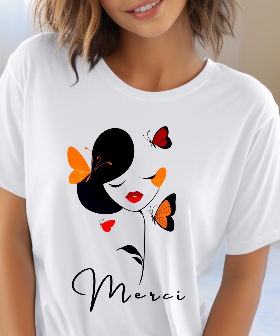 Abstract Girls Butterfly T-shirt, Women's Colorful Tee, Unique Graphic ...