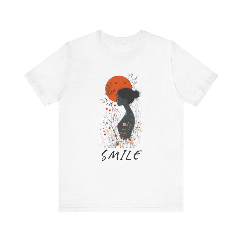 Smile Women Face T-shirt, Cute Flower Women Design, Women's T-shirt ...