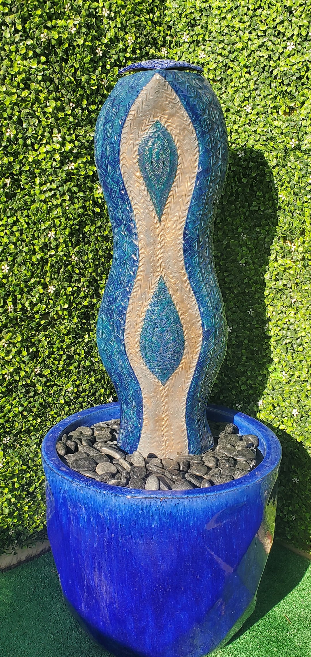 Garden Guardian Water Feature - Blue & Bronze - Etsy