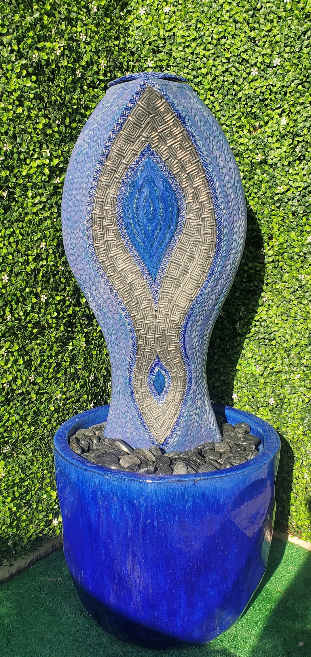Garden Guardian Water Feature Fountain - Blue & Silver - Etsy