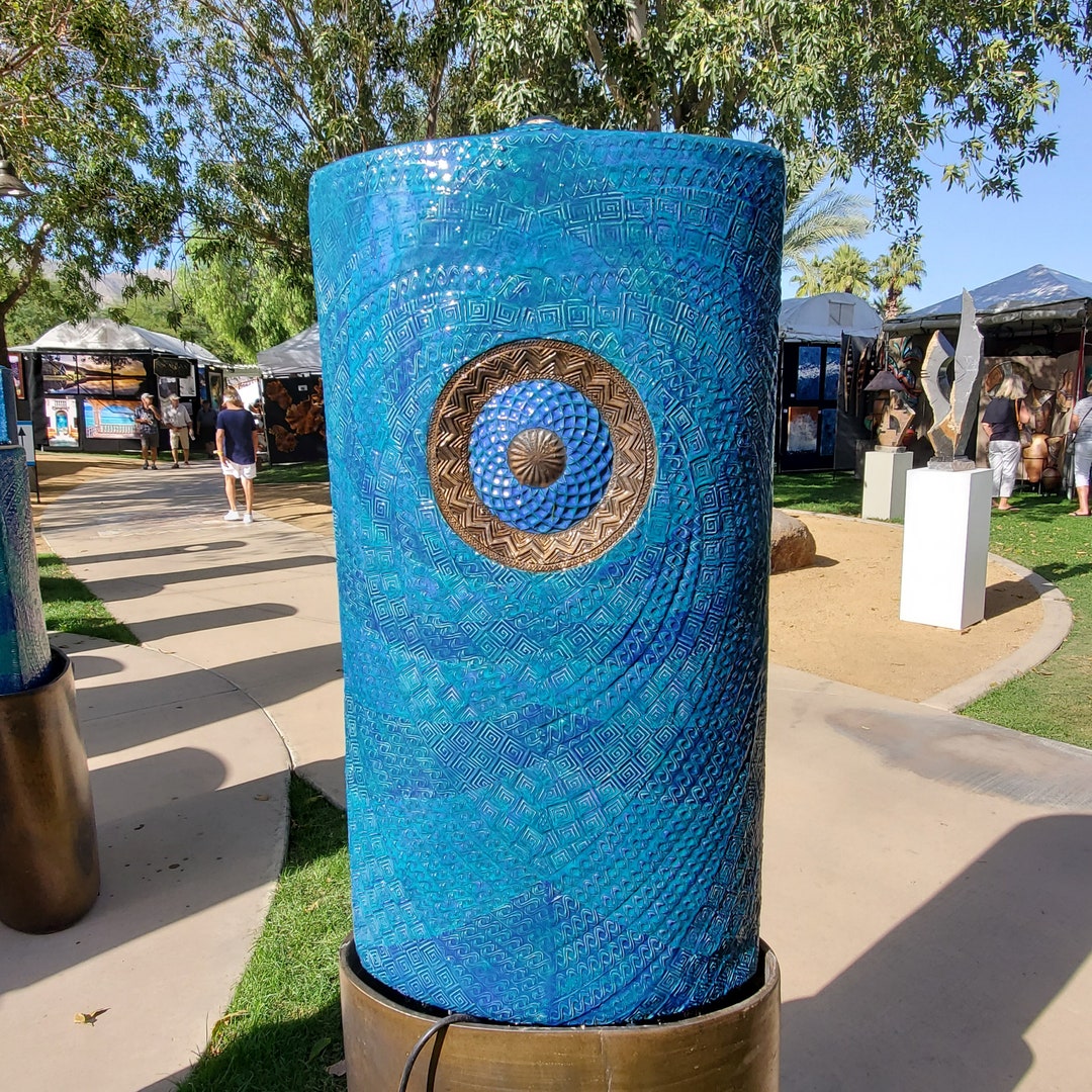 Unfolding Lotus Water Feature Fountain - Blue - Etsy