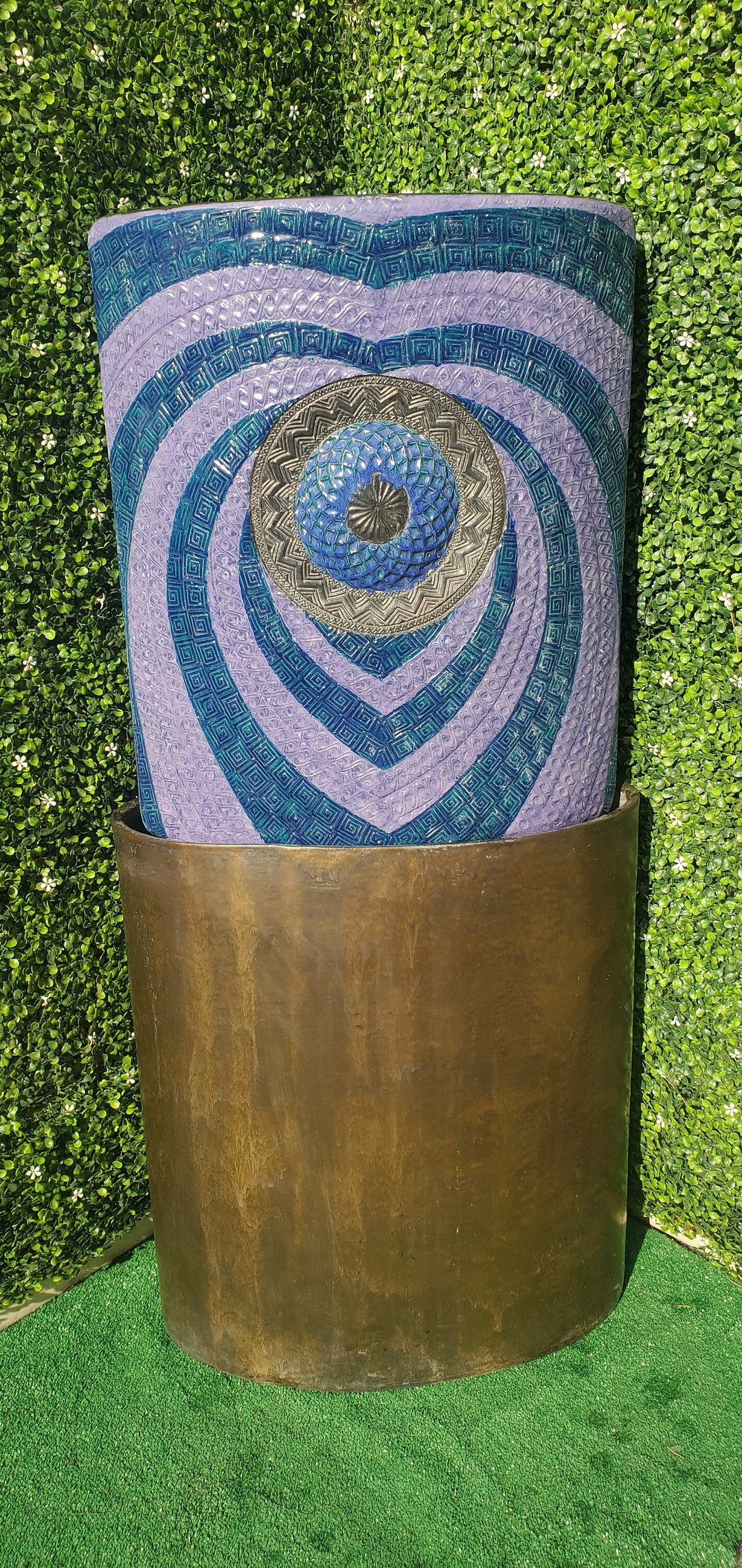 Unfolding Lotus Water Feature Fountain - Blue & Purple - Etsy