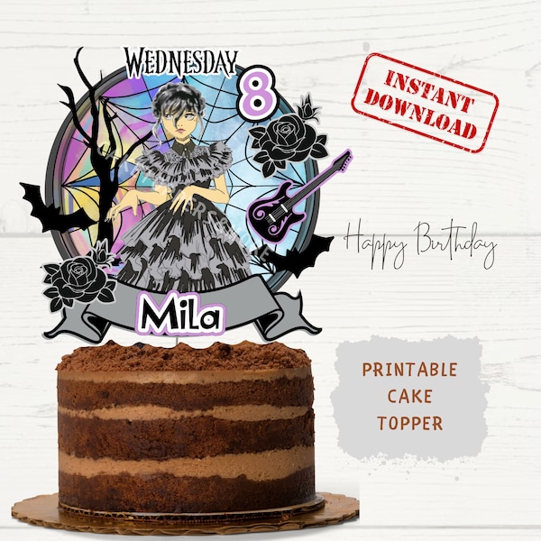 Wednesday Addams Cake Topper Printable - Etsy