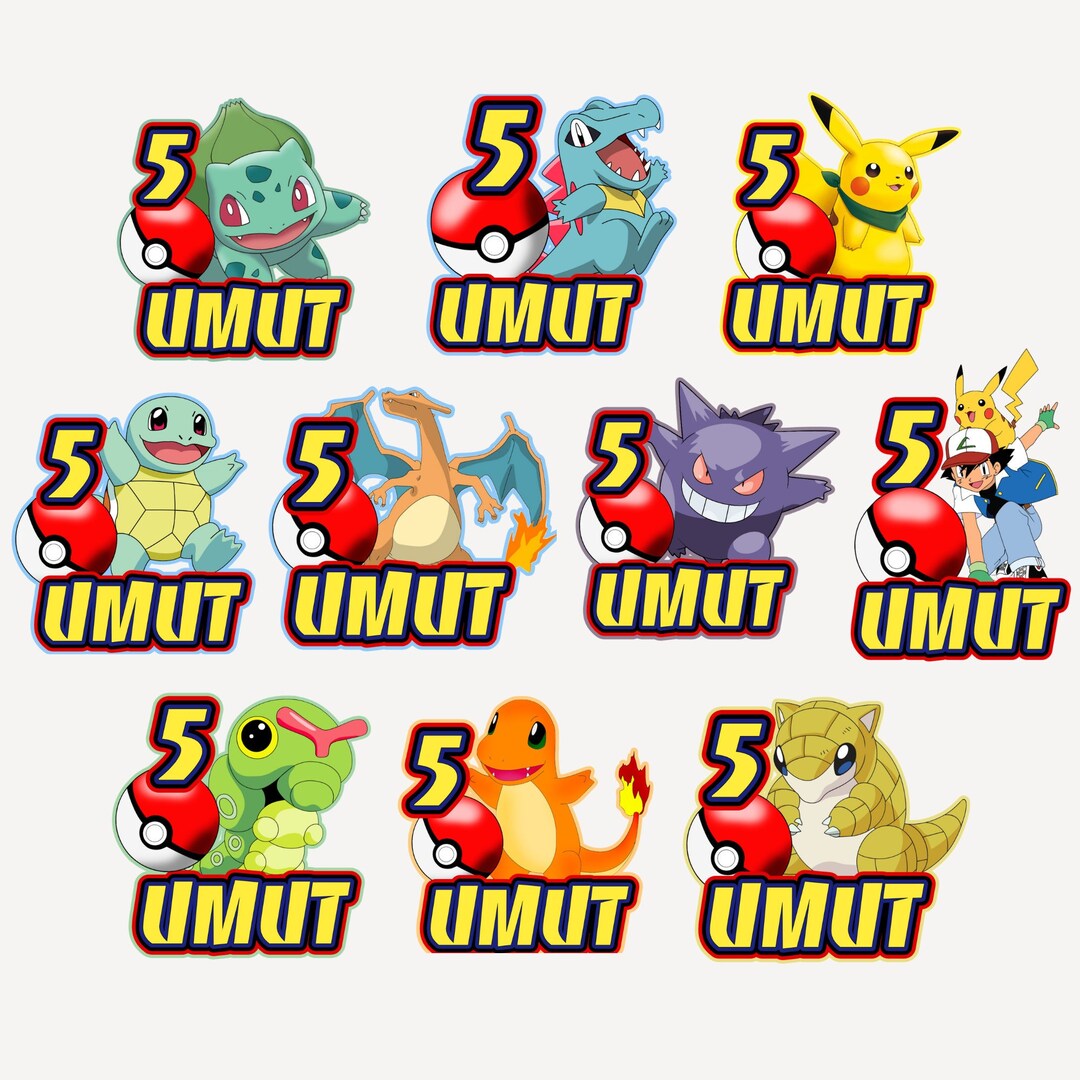 DIGITAL POKEMON CHARACTERS Themed Cupcake Topper - Pokemon Digital ...