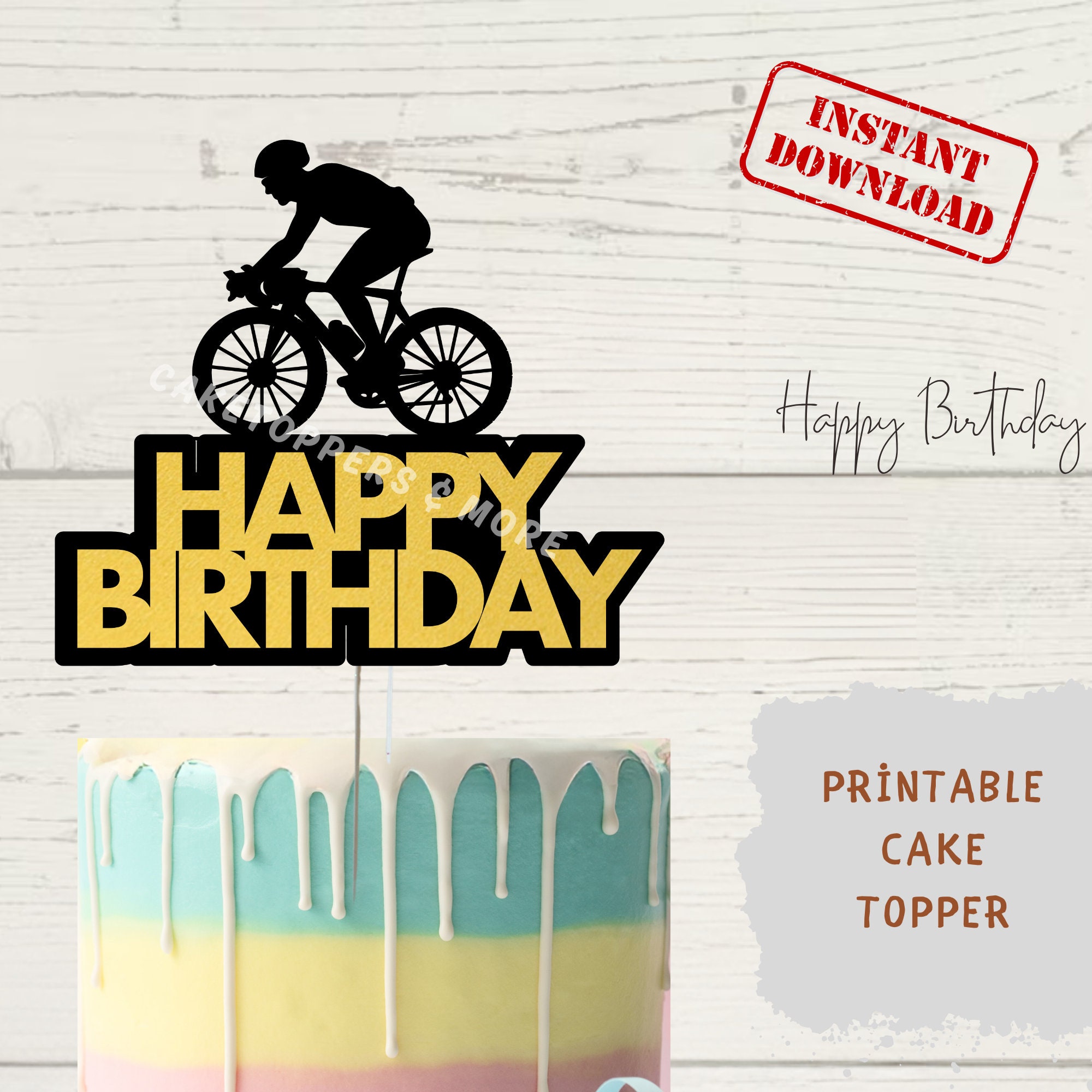 DIGITAL BICYCLE THEMED Cake Topper - Bicycle Themed Digital Printable ...