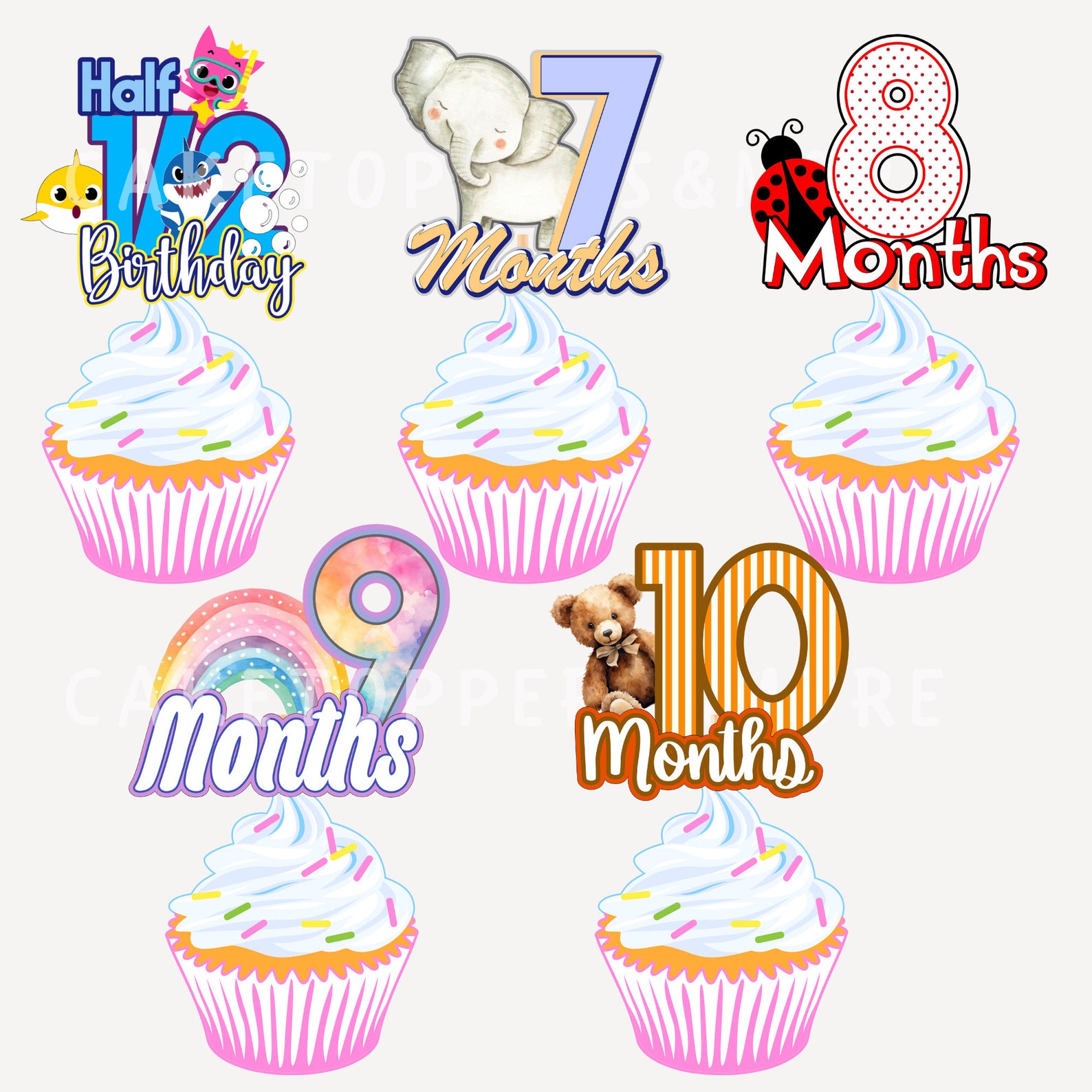 Baby Monthly Milestone Cake Topper: Custom Digital PNG, PDF (printable ...