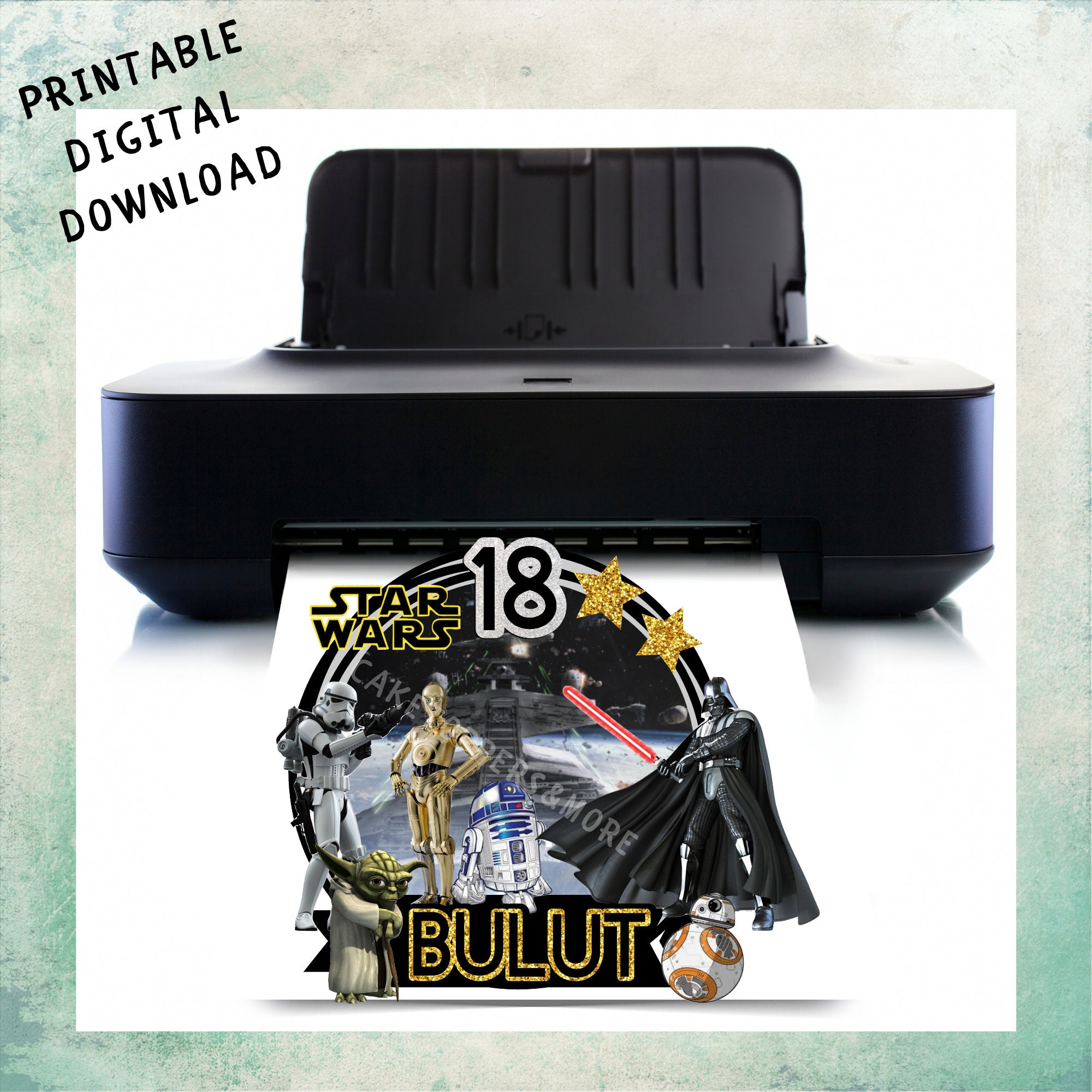 DIGITAL STAR WARS Themed Cake Topper Star Wars Themed Digital Printable ...