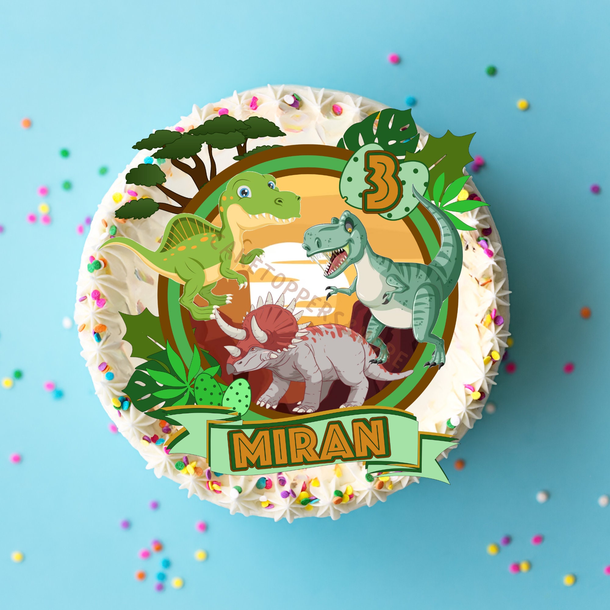 DIGITAL DINOSAUR THEMED Cake Topper Dinosaur Themed Digital Printable ...