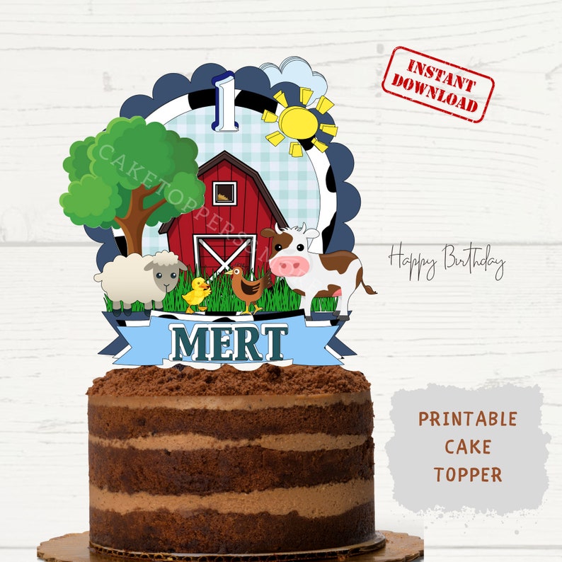 FARM ANIMALS DIGITAL Cake Topper Farm Themed Digital Printable Png File ...