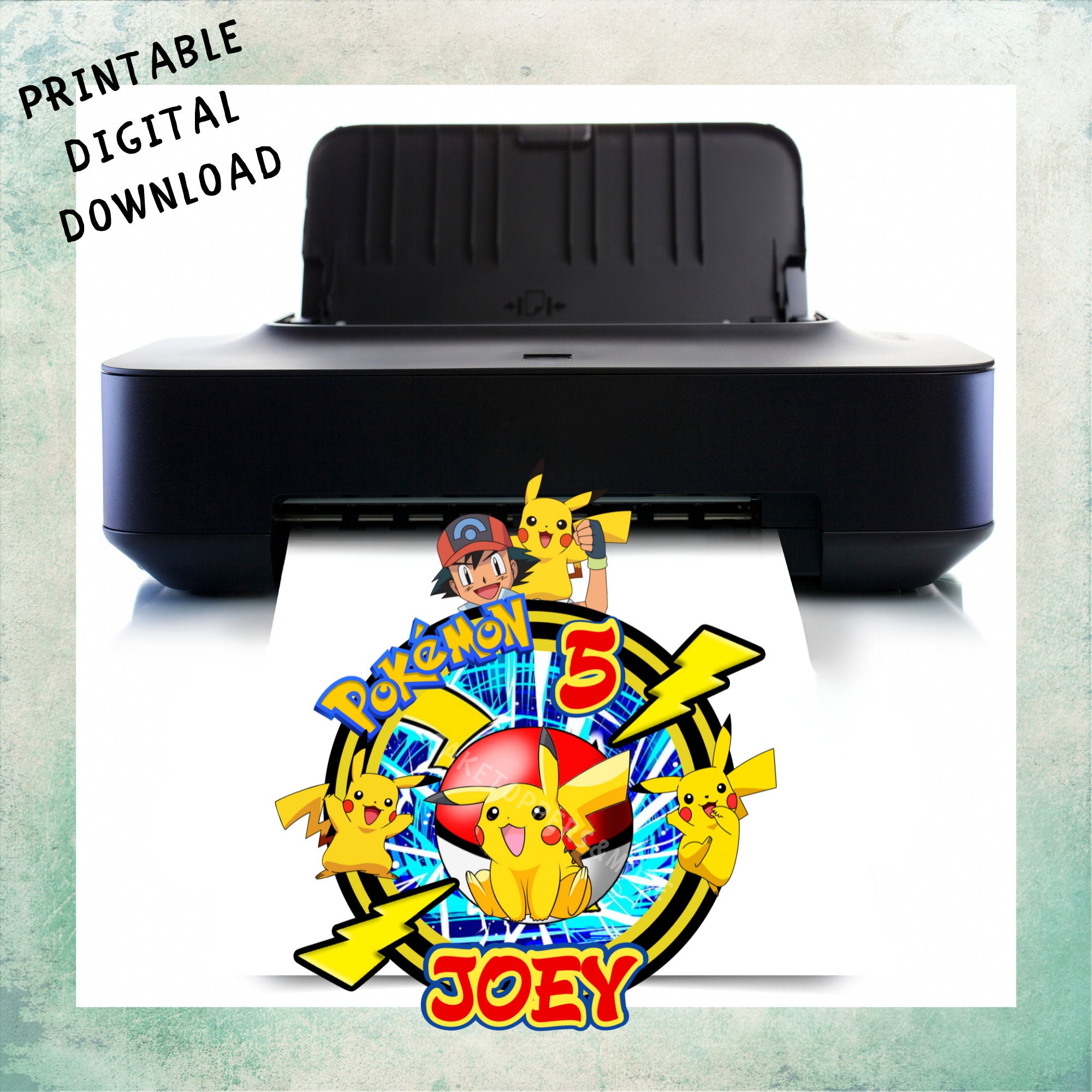 DIGITAL PIKACHU POKEMON Cake Topper Pikachu Pokemon Themed Digital ...