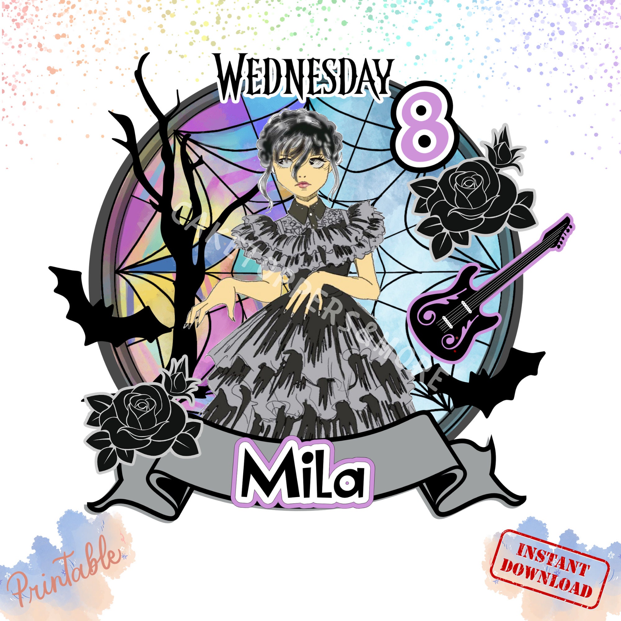 DIGITAL WEDNESDAY THEMED Cake Topper Wednesday Themed Digital Printable ...