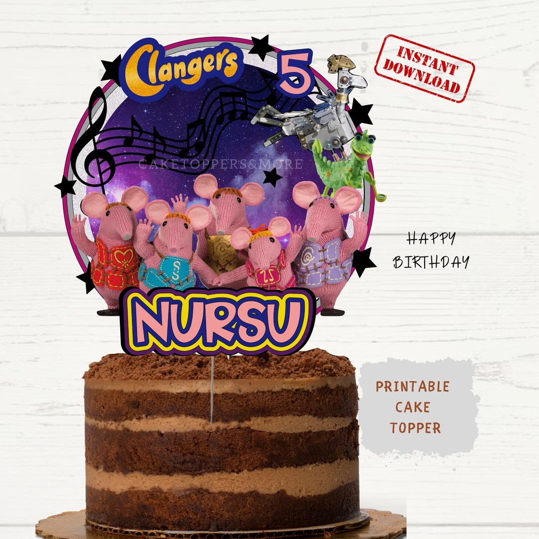 DIGITAL CLANGERS Cake Topper Clangers Cartoon Characters Themed Digital ...
