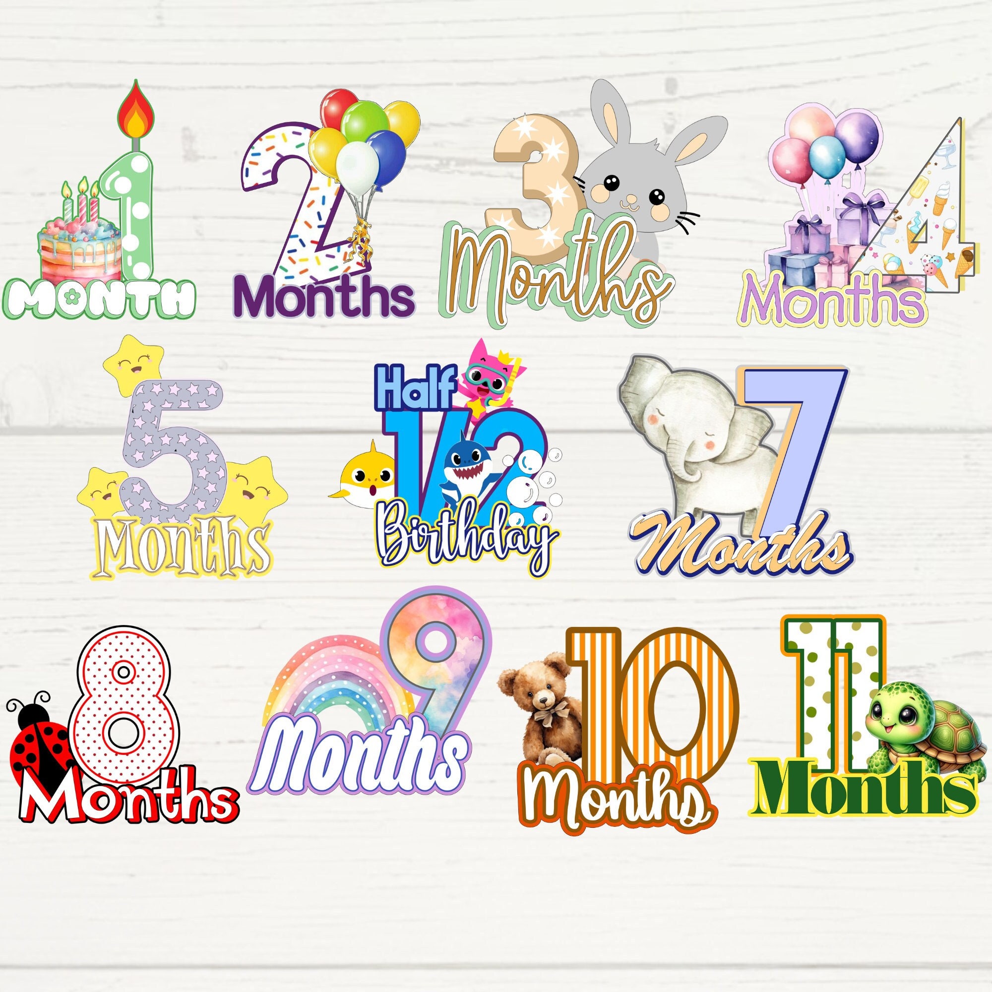 Baby Monthly Milestone Cake Topper: Custom Digital PNG, PDF (printable ...