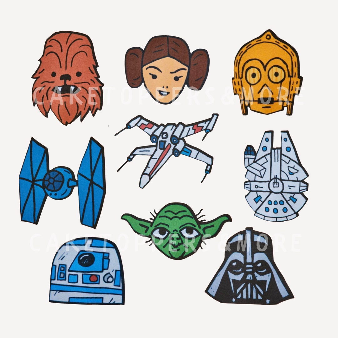 DIGITAL STAR WARS Faces Themed Cake Topper Star Wars Themed Digital ...