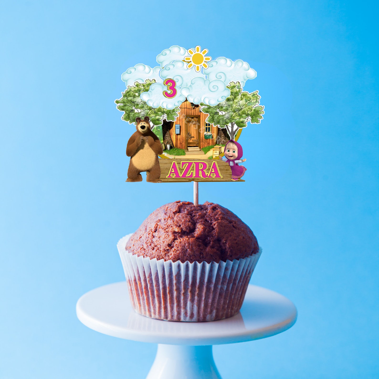 DIGITAL MASHA and the BEAR Cake Topper Masha and the Bear Themed ...