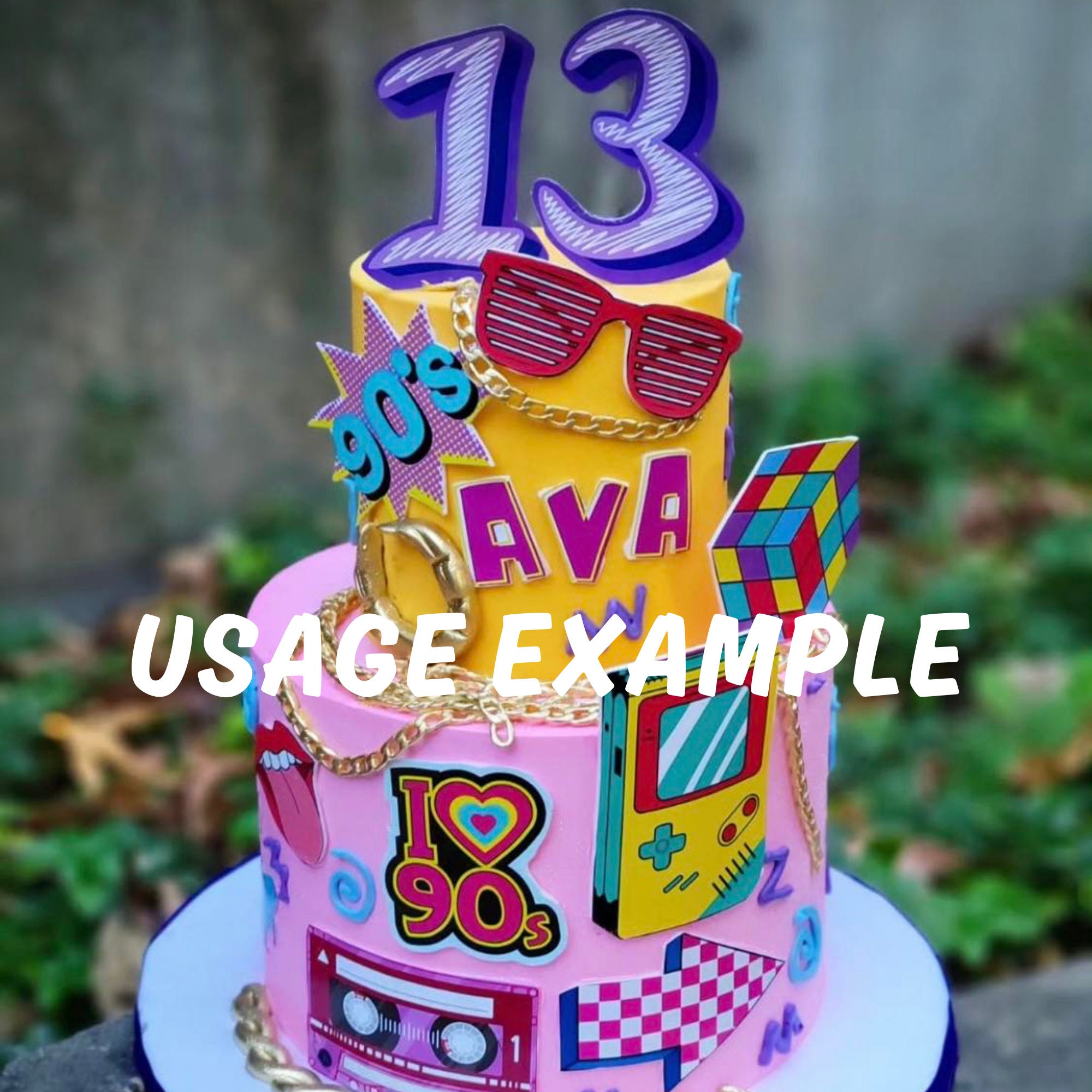 DIGITAL NINETIES RETRO Cake Topper - Nineties Retro Themed Digital ...