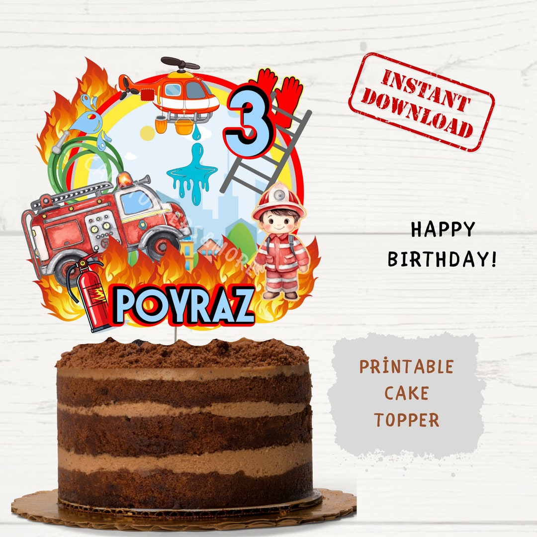 DIGITAL FIRE DEPARTMENT Themed Cake Topper - Fire Fighting Themed ...