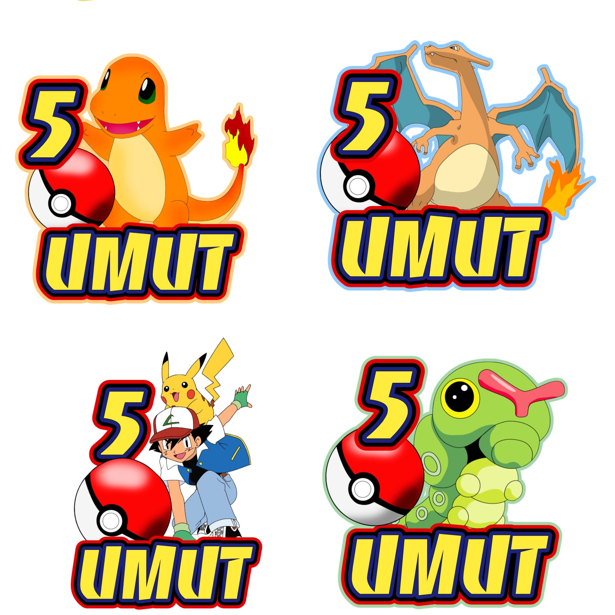 DIGITAL POKEMON CHARACTERS Themed Cupcake Topper - Pokemon Digital ...