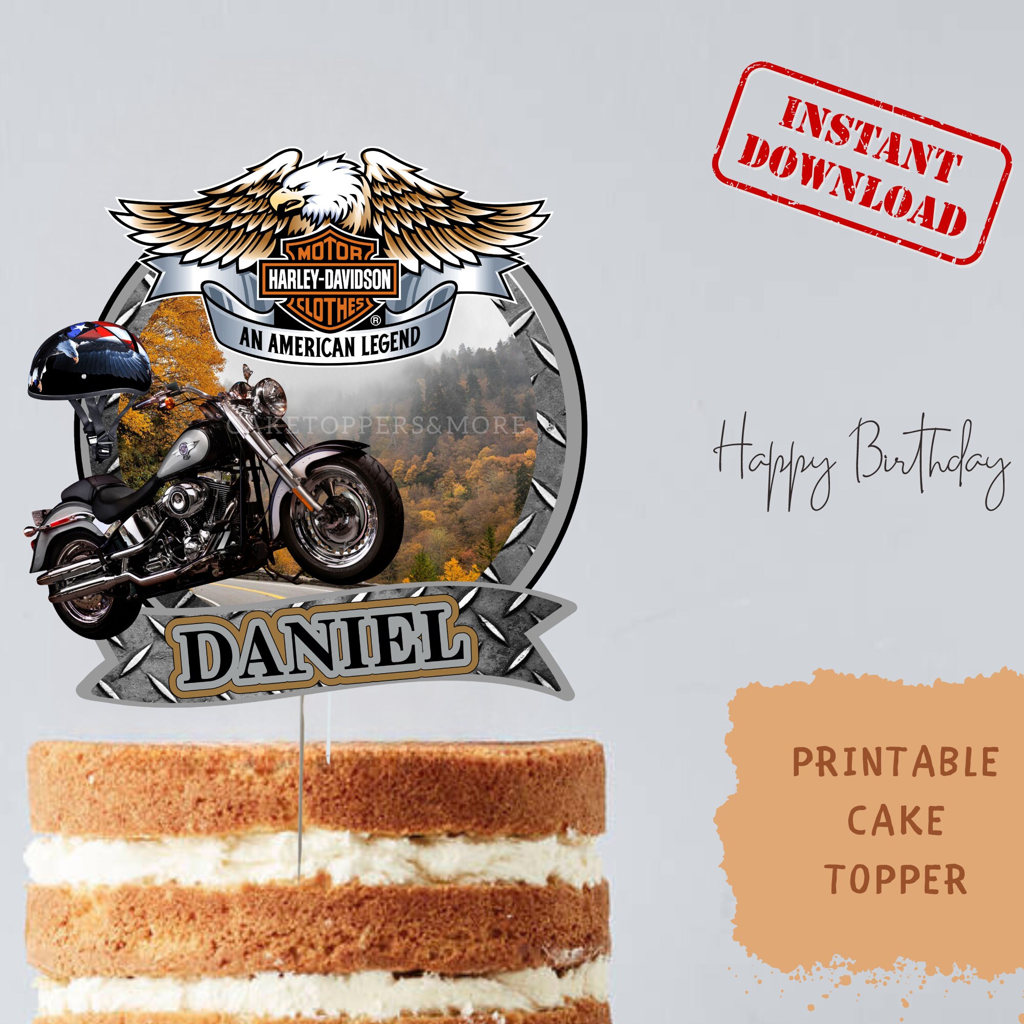 DIGITAL MOTORCYCLE THEMED Cake Topper - Motorcycle Themed Digital ...