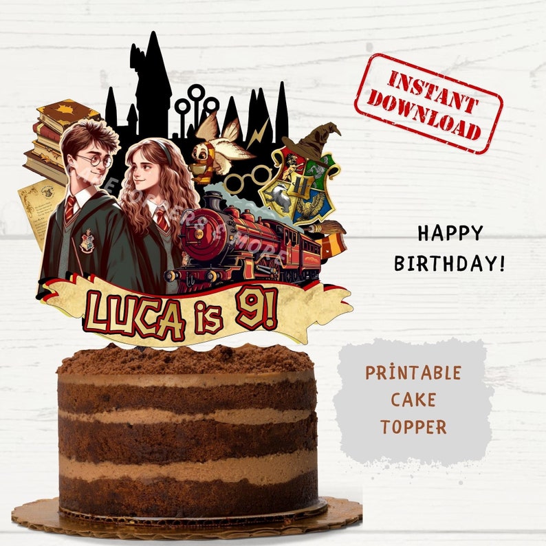 Wizard Birthday Cake Topper: Personalized Magic School Theme (digital ...