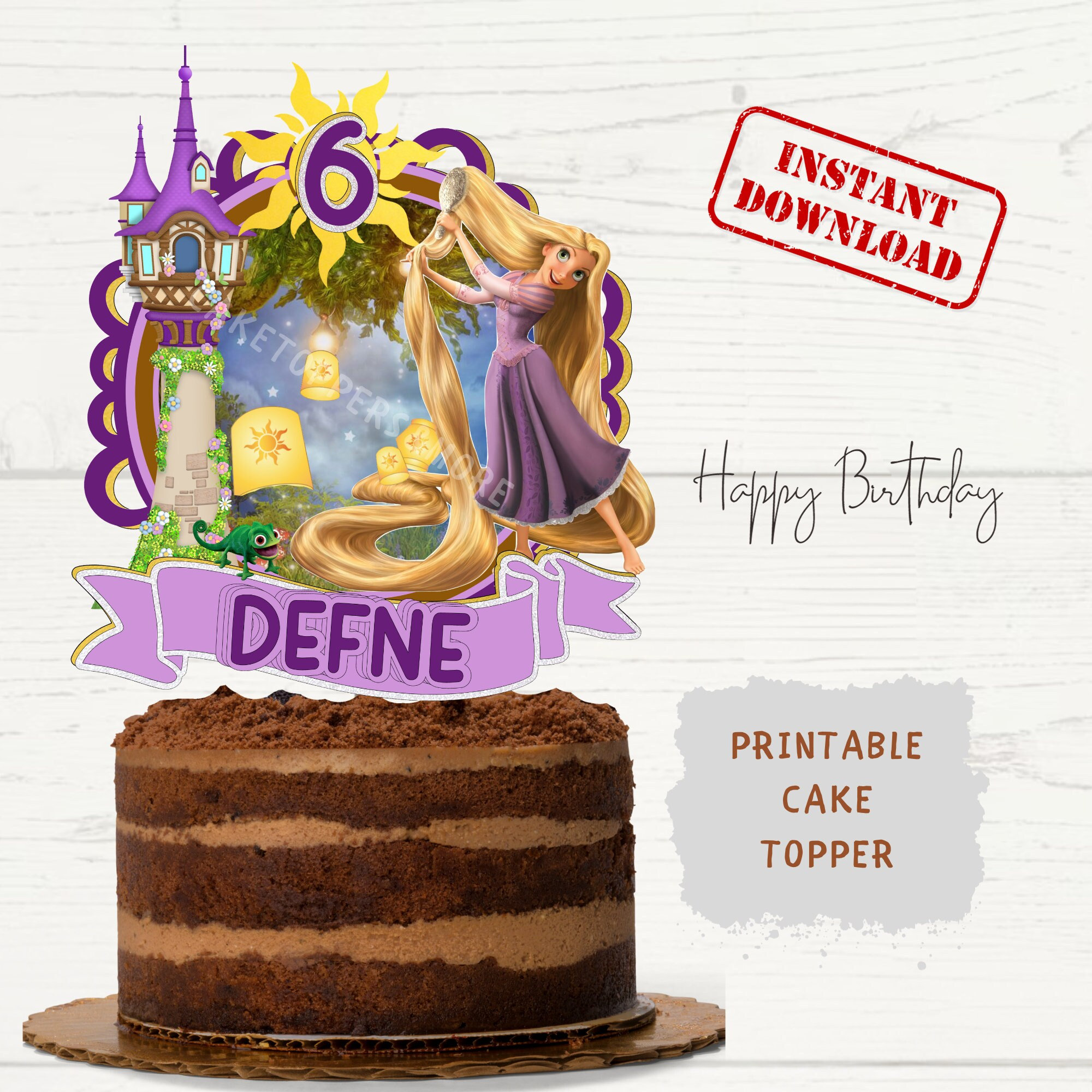 DIGITAL RAPUNZEL Cake Topper Tale Character Rapunzel Themed Digital ...