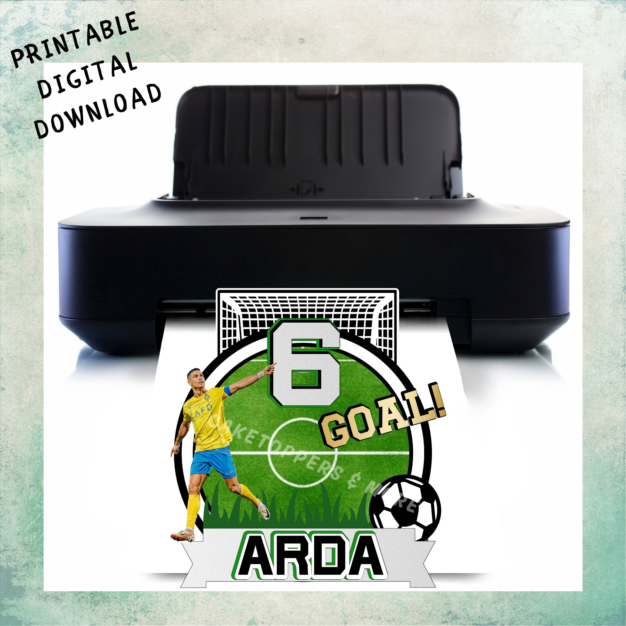 DIGITAL FOOTBALL PLAYER Themed Cake Topper - Football Themed Digital ...
