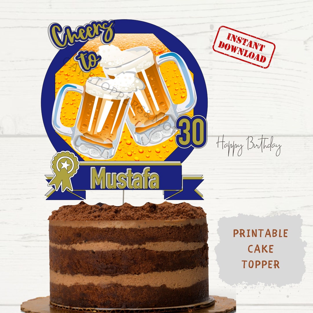 BEER CHEERS DIGITAL Cake Topper - Beer Themed Digital Printable Png ...