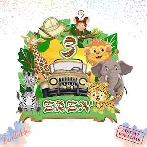 DIGITAL SAFARI THEMED Cake Topper - Safari Themed Digital Printable Png ...