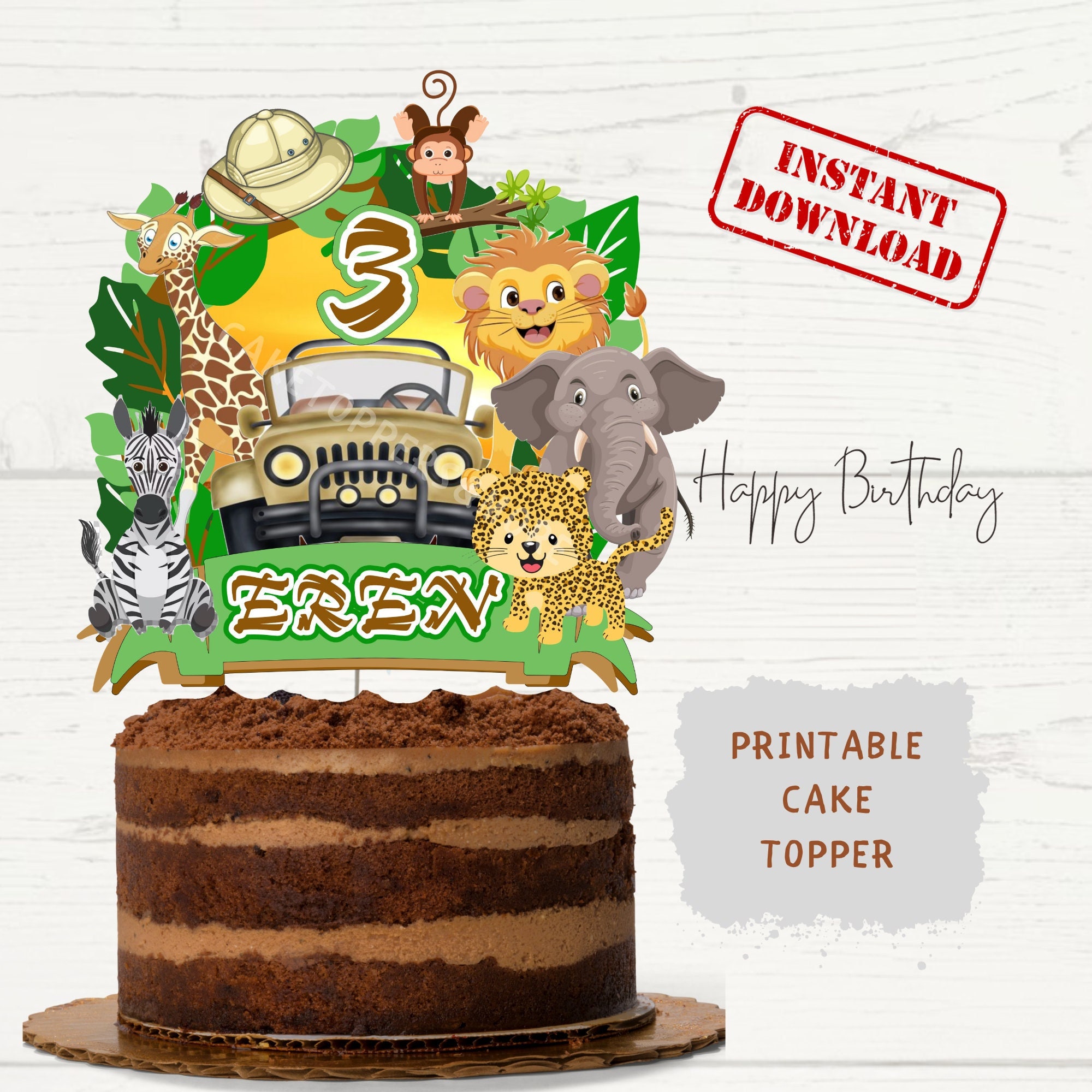 DIGITAL SAFARI THEMED Cake Topper Safari Themed Digital - Etsy