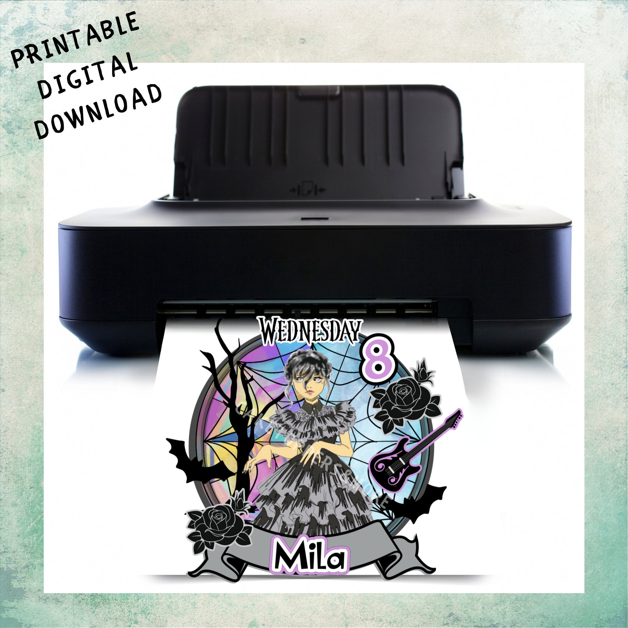 DIGITAL WEDNESDAY THEMED Cake Topper Wednesday Themed Digital Printable ...