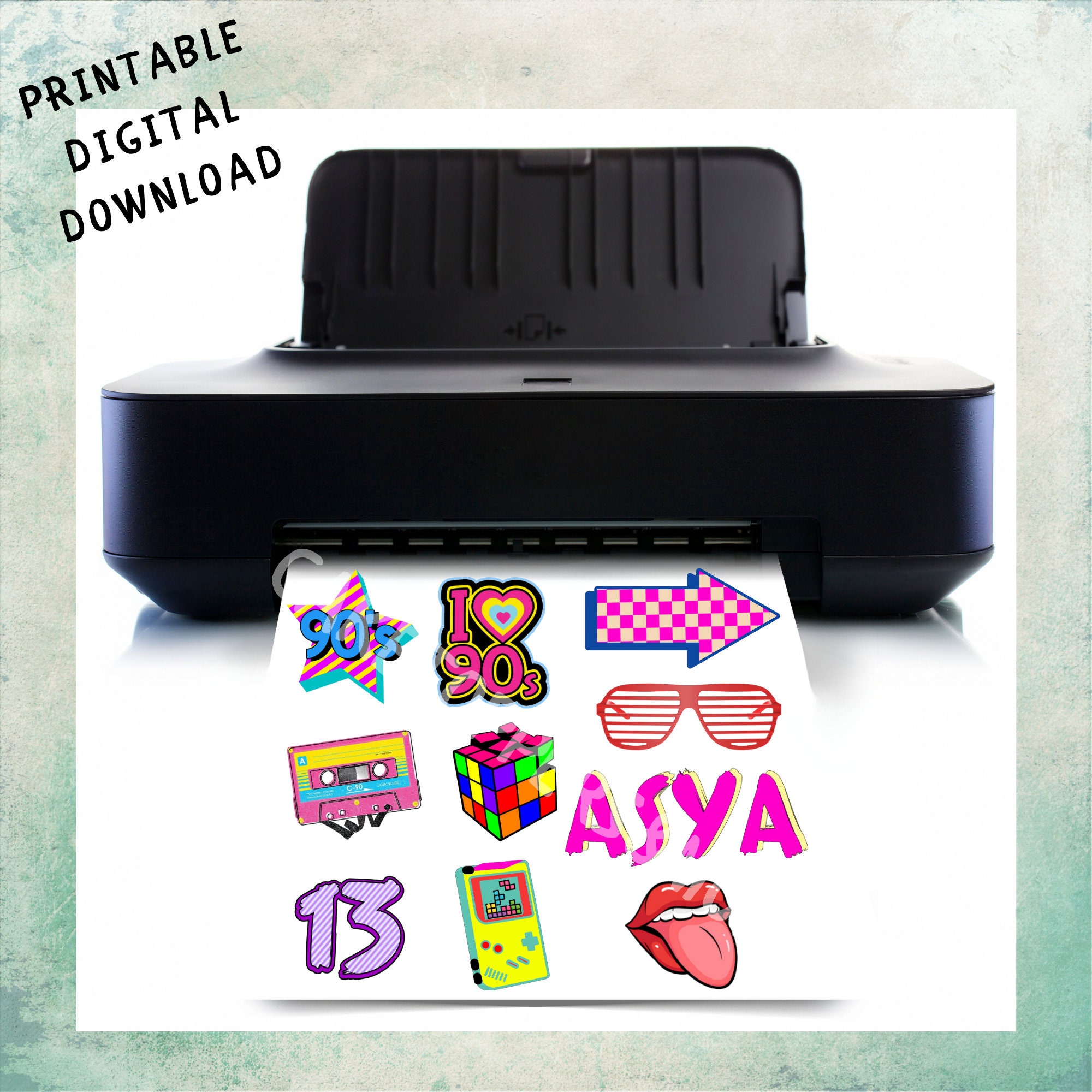 DIGITAL NINETIES RETRO Cake Topper - Nineties Retro Themed Digital ...