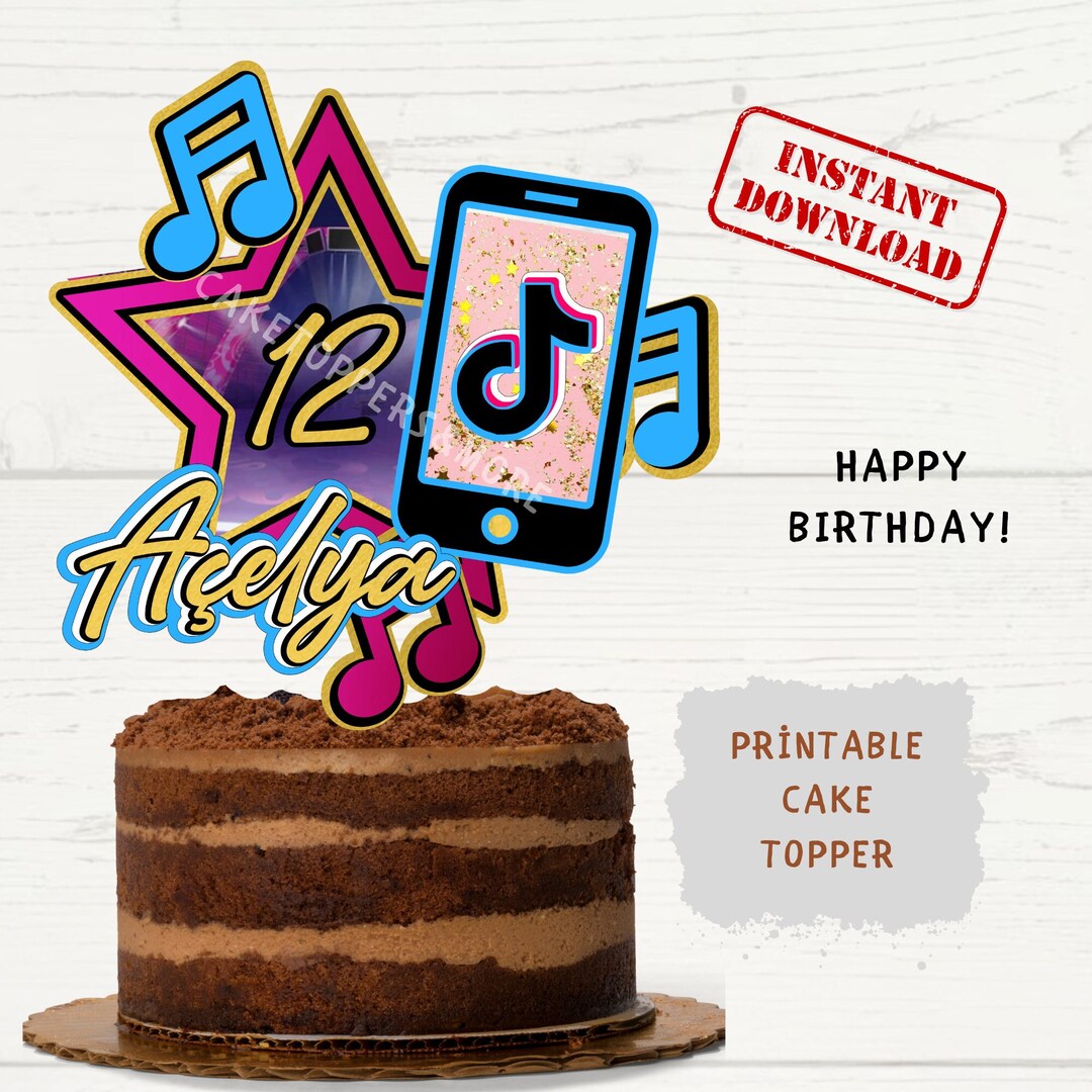 DIGITAL POPSTAR THEMED Cake Topper - Pop Star Birthday Themed Digital ...