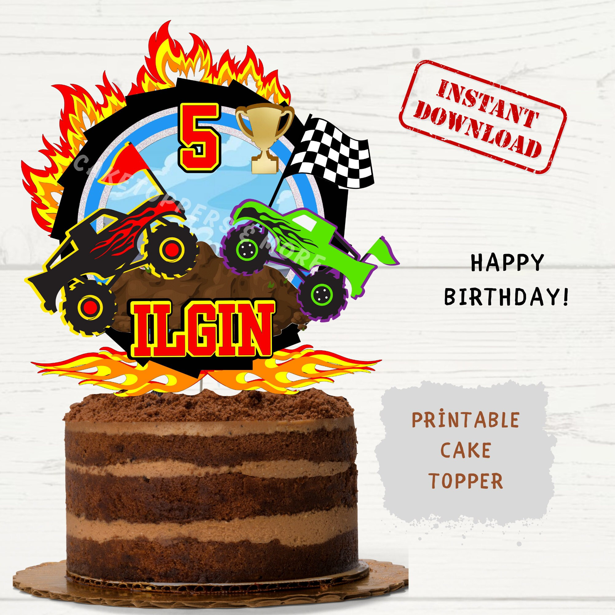 DIGITAL HUGE TRUCK Themed Cake Topper - Truck Digital Printable Png ...