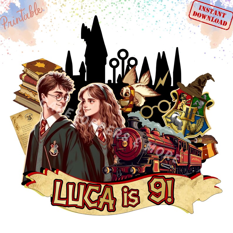 Wizard Birthday Cake Topper: Personalized Magic School Theme (digital ...