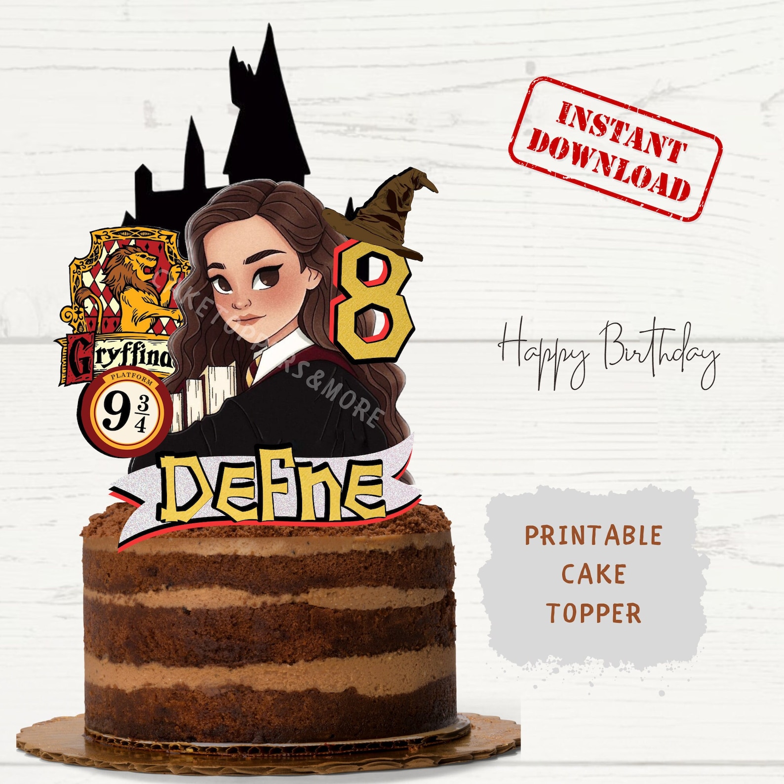 DIGITAL WIZARD THEMED Cake Topper Wizard Magical Girl Themed Digital ...