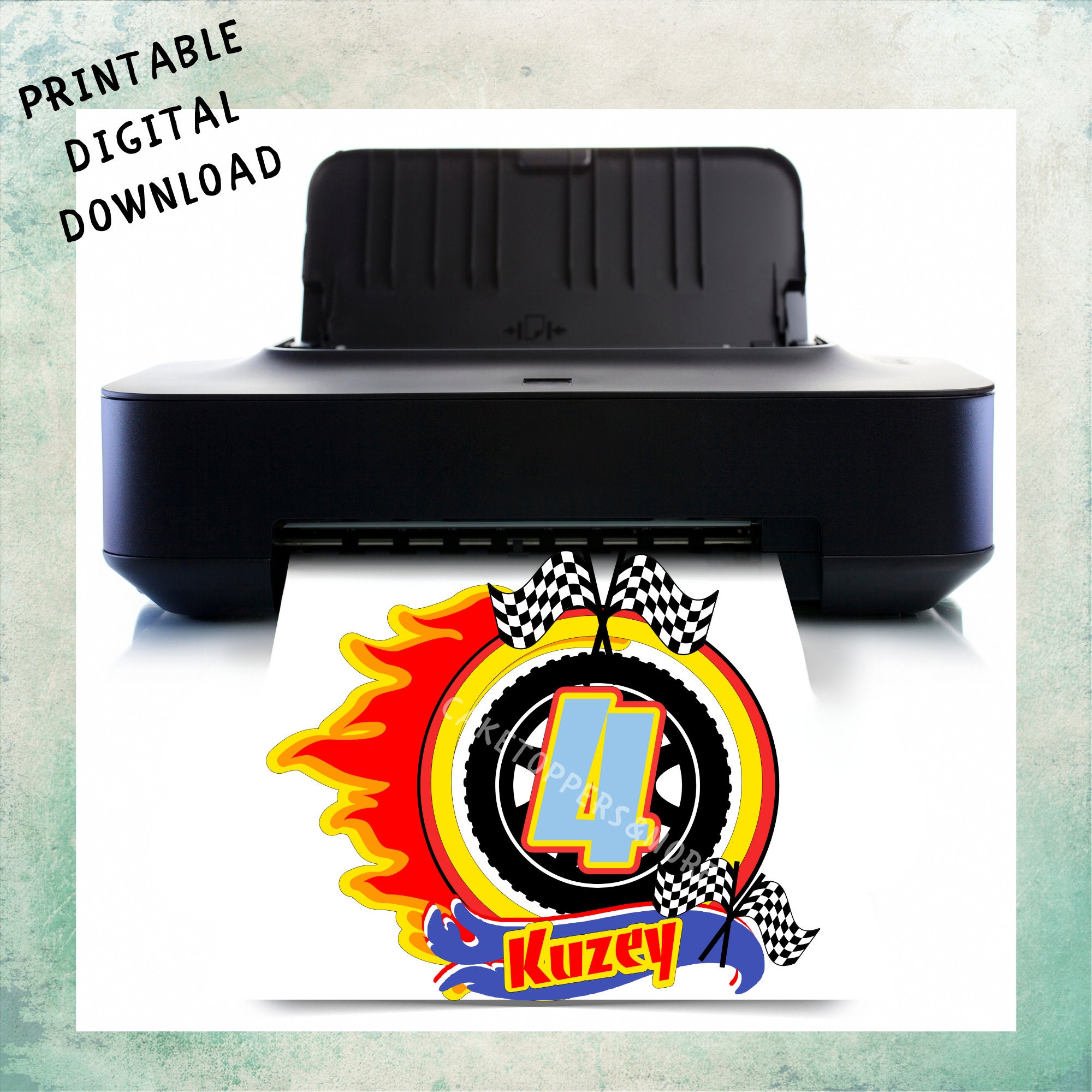 DIGITAL HOT WHEEL Themed Cake Topper Hot Wheel Themed Digital Printable ...