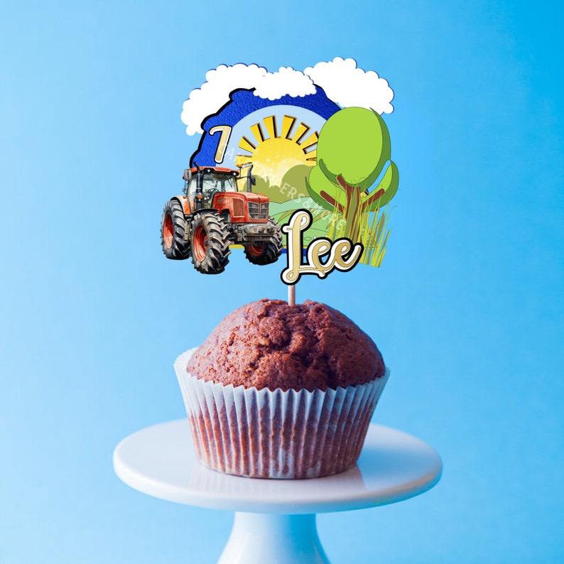 DIGITAL TRACTOR THEMED Cake Topper Tractor Farm Themed Digital ...