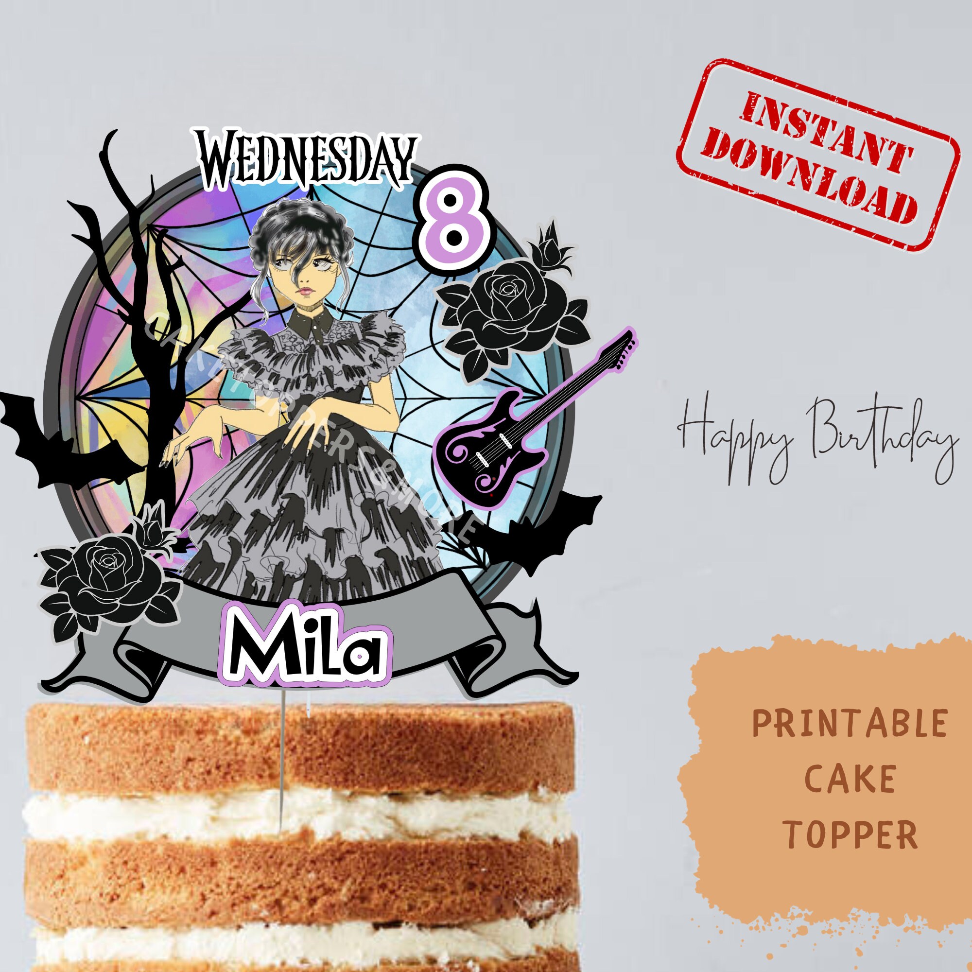 DIGITAL WEDNESDAY THEMED Cake Topper Wednesday Themed Digital Printable ...